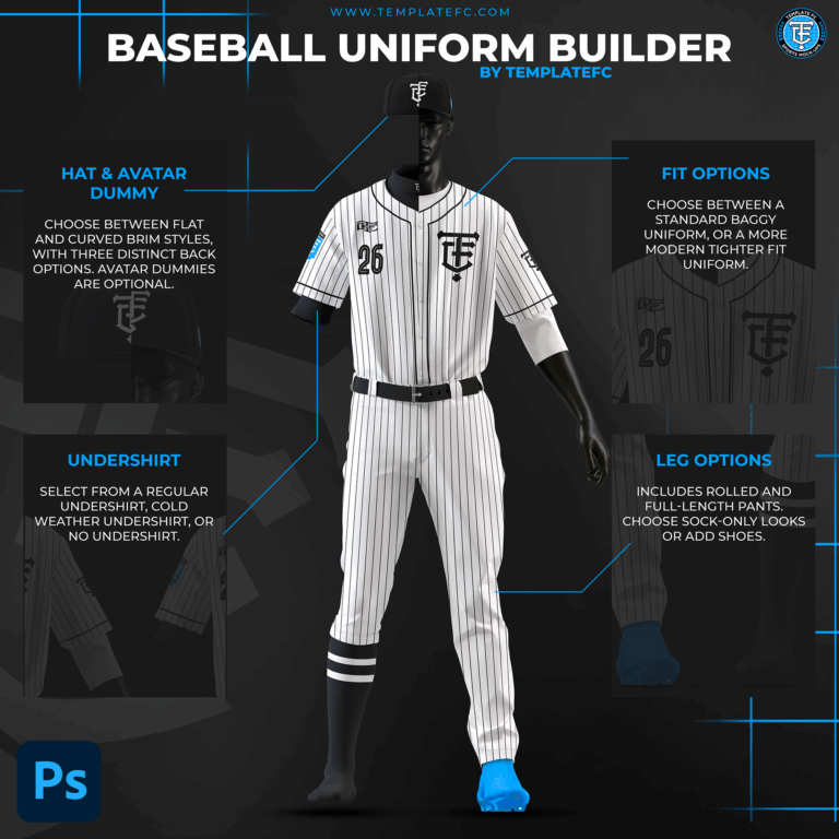 Baseball Uniform Builder Mock-up Templates - TemplateFC