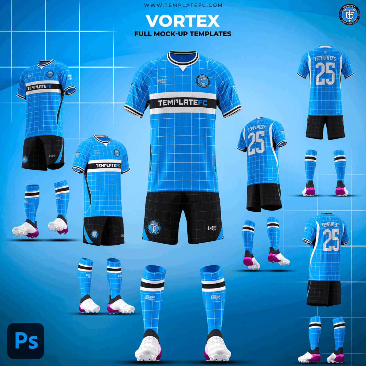 Vortex Full Kit Mock-up Templates Individual - TemplateFC